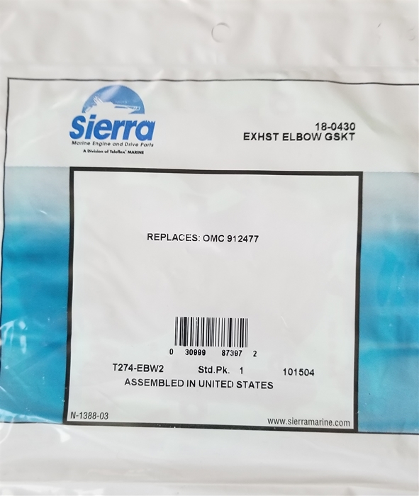 Sierra 18-0430 Exhaust Riser Gasket Omc 912477